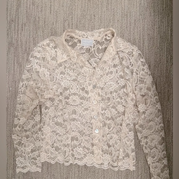 Hanky Panky | Tops | Vintage White Lace Button Up Medium | Poshmark